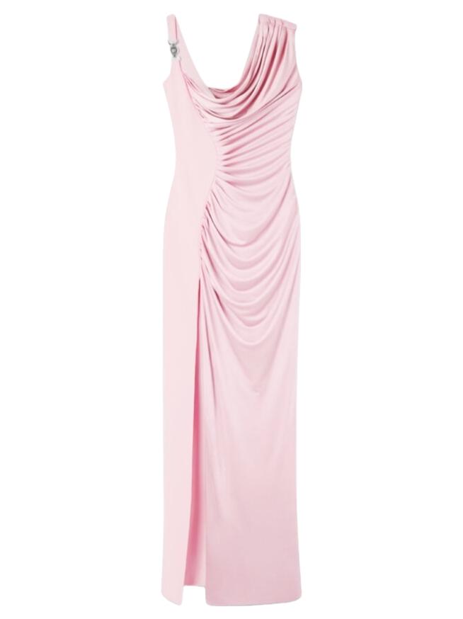 VERSACE Versace Draped One-Shoulder Maxi Dress with Logo Detail